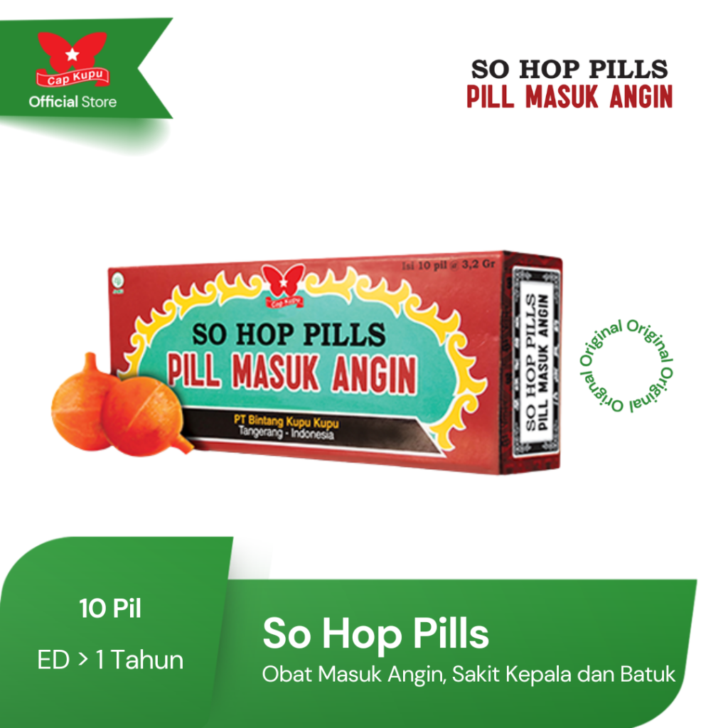 Obat Masuk Angin, Sakit Kepala, Batuk Pilek So Hop Pills - Bintang Kupu ...