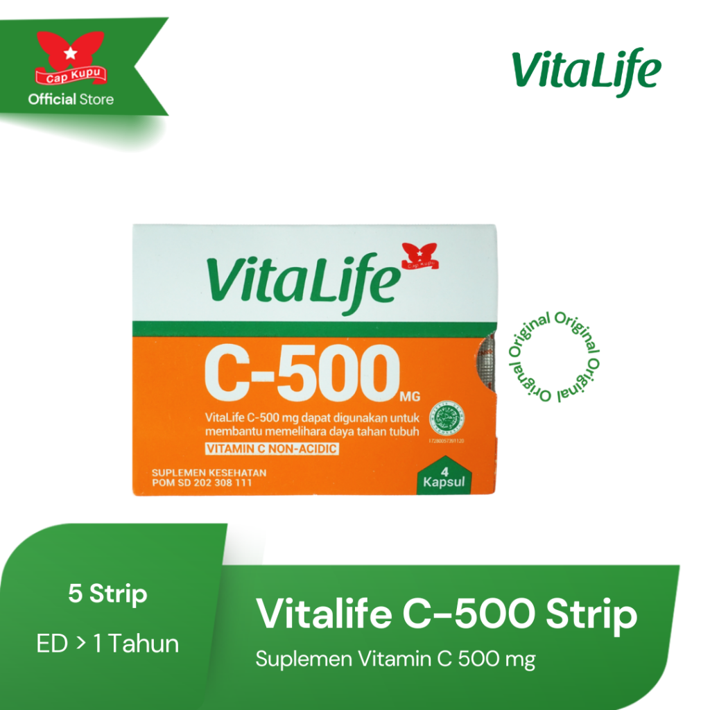 Vitalife C-500 5 Strip @ 4 Kapsul - Bintang Kupu Kupu