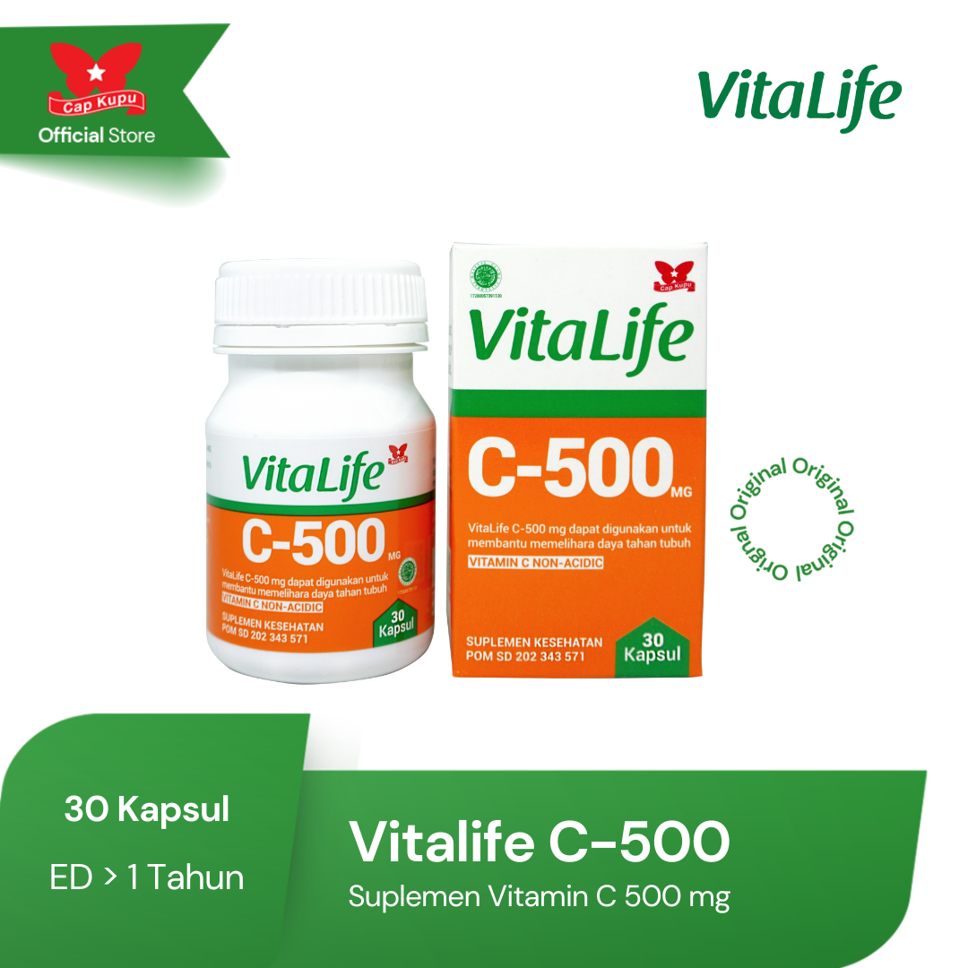 Vitalife C-500 Botol @30 Kapsul - Cap Kupu